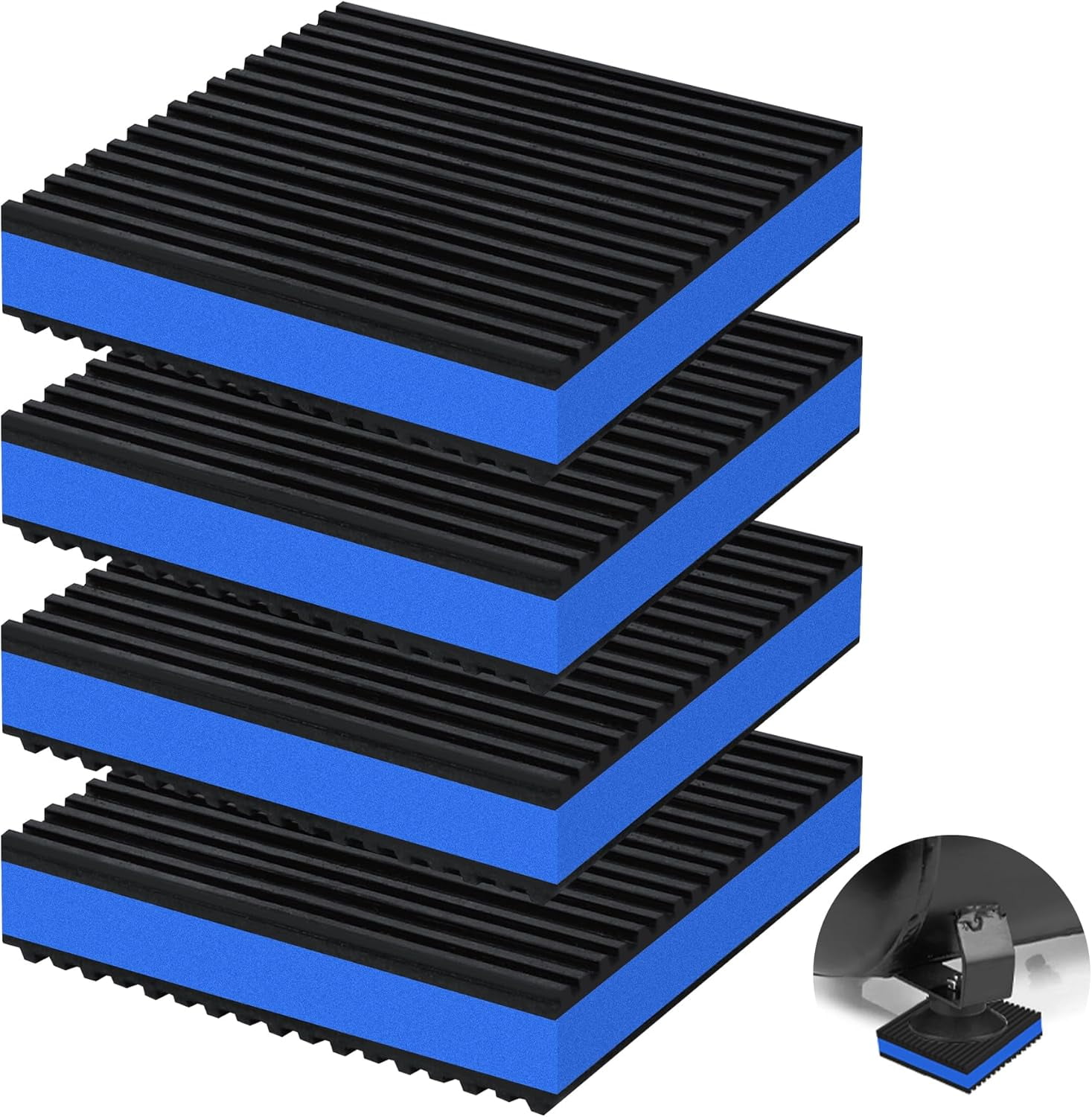 4P Anti Vibration Pads 4'' X 4'' X 7/8" Sound Isolation Ribbed Rubber ...