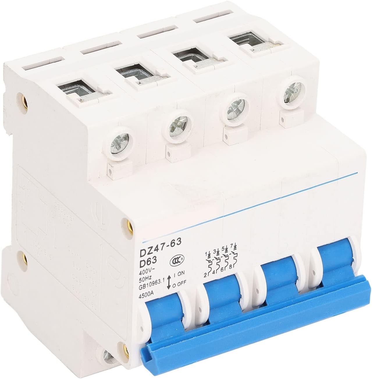 4P Miniature Circuit Breaker, Nylon PA66 Shell Circuit Protection ...