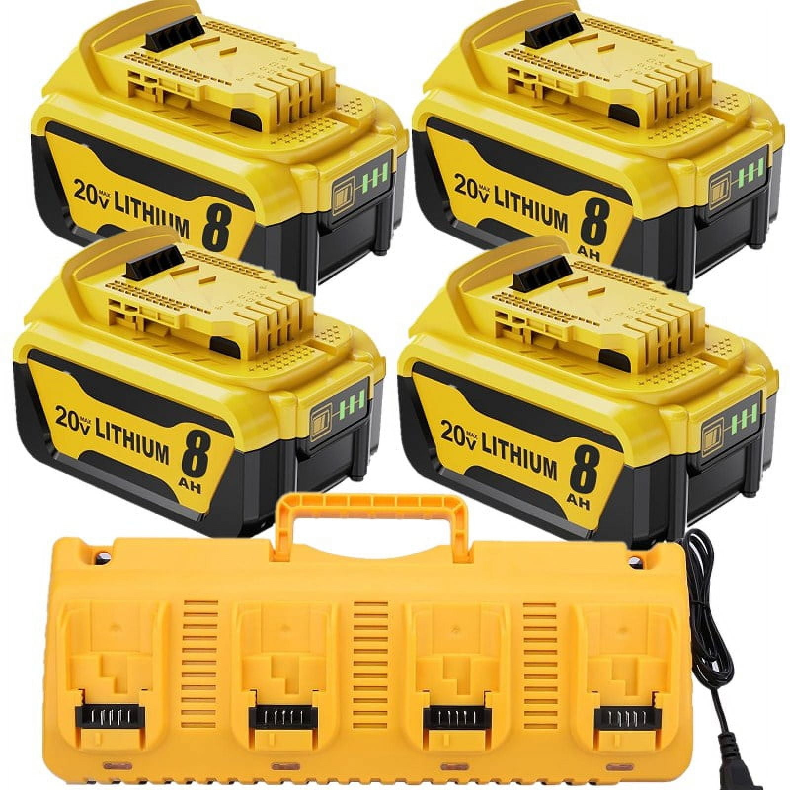 4PACK 20V 8.0Ah Replacement for DEWALT 20V MAX Battery DCB208 and 4 ...
