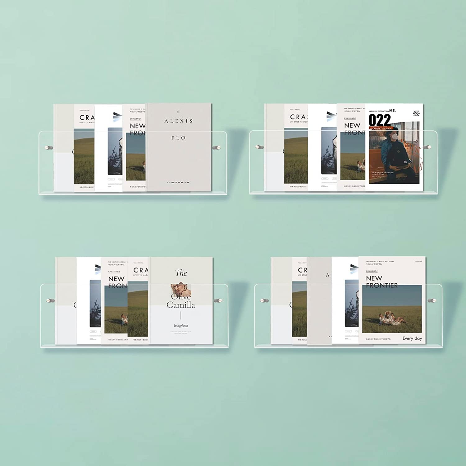 4PACK Acrylic Brochure Holder Wall Mount Clear Hanging Magazine Rack ...