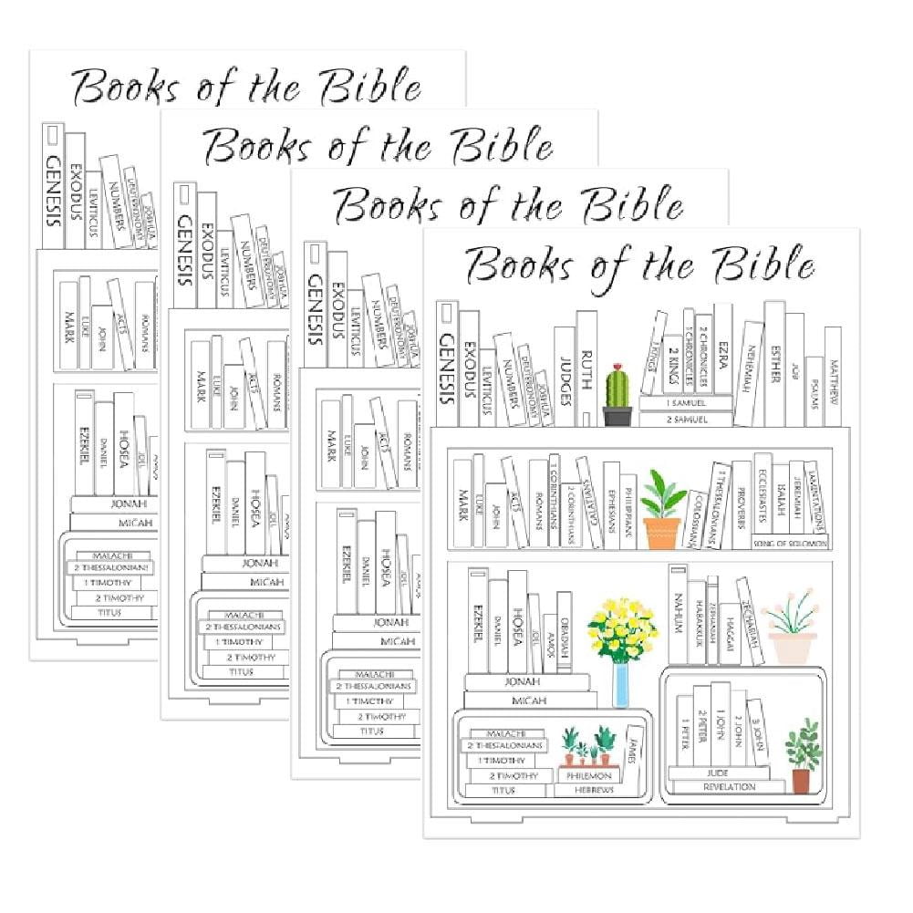 4PACK Books of The Bible Sticker,Books of The Bible Book Shelf Sticker ...