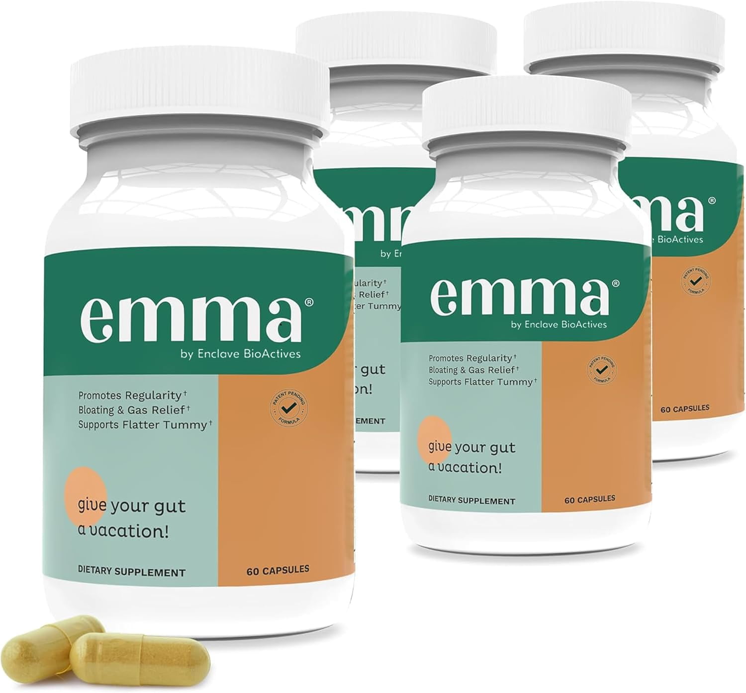 4PACK Emma Gut Health -Gas and Bloating Relief, Constipation, Leaky Gut ...