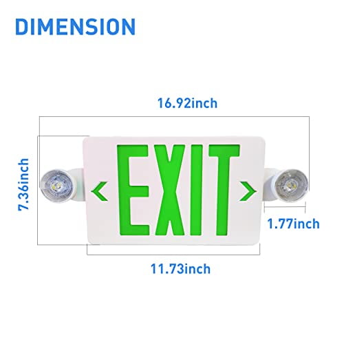 4PACK Exit Sign with Emergency Lights, Green Double Face Exit Sign ...
