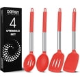 4PACK Large Silicone Cooking Spatulas and Spoons, Slotted and Solid ...