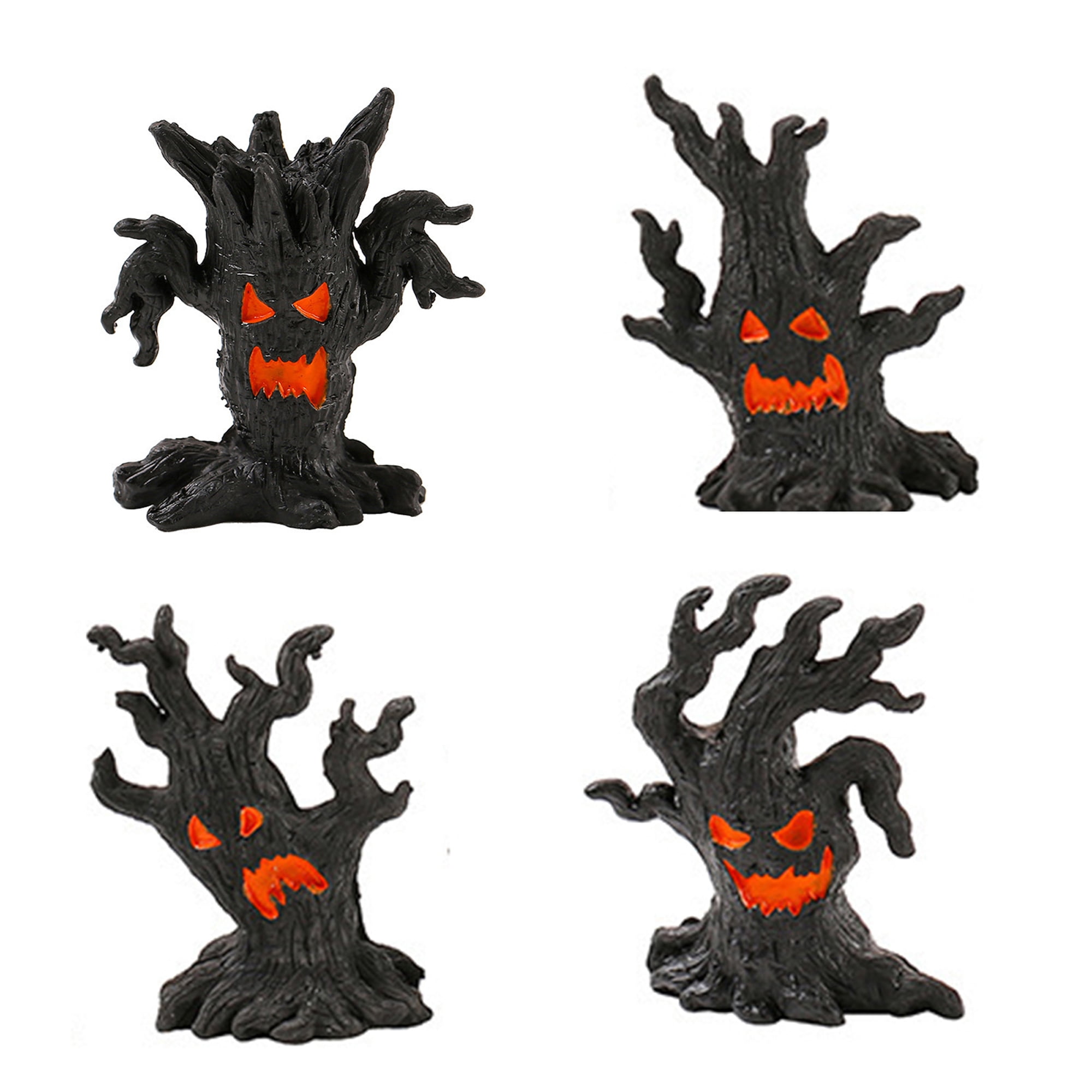 4PACK Tree Stump Ghost Figurines Garden Miniatures, Spooky Halloween ...