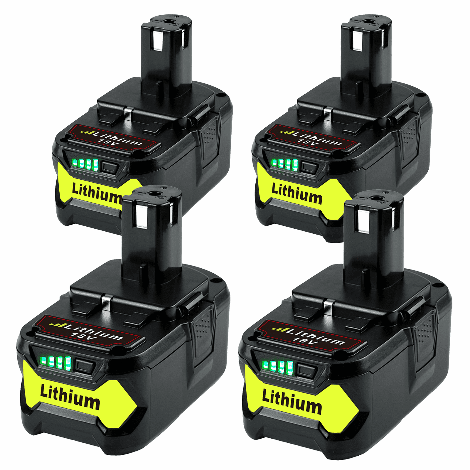 4PACK for 18V 6.5Ah Replacement for Ryobi Lithium-Ion P108 Battery ...