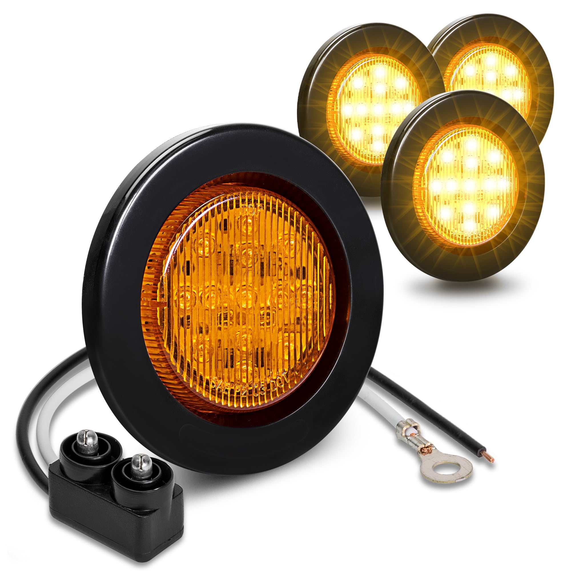 4PC 2.5" Round 10 LED Clearance Light [2 in 1 Reflector] [Polycarbonate ...