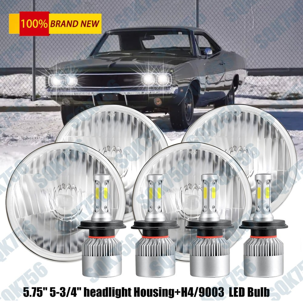 4PC 5.75" LED Round Headlights High/Low Beam for Dodge Charger 1966 ...