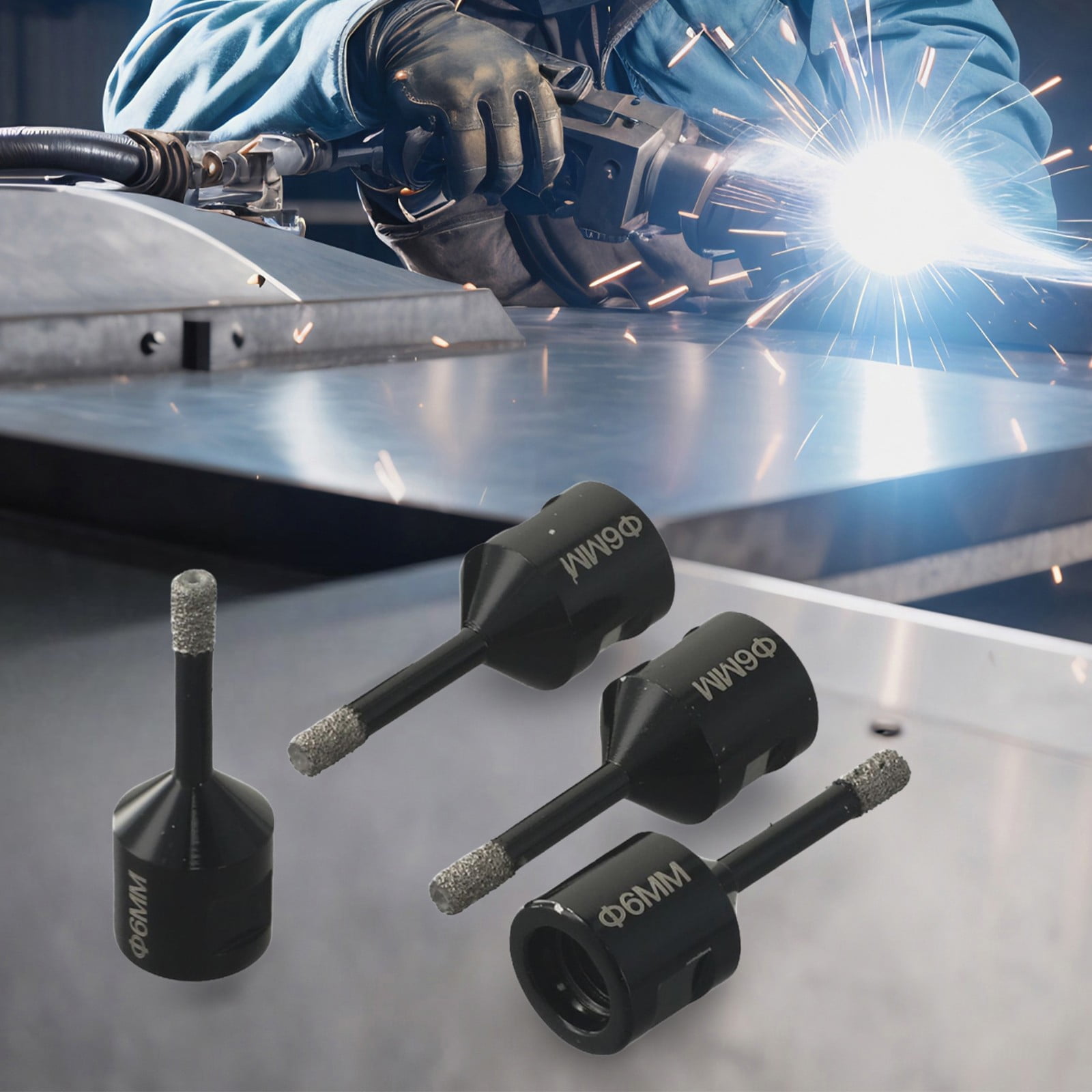 4PC 6mm Hole Opener Drill Bit Set for M14 Angle Grinder - Tile, Marble ...