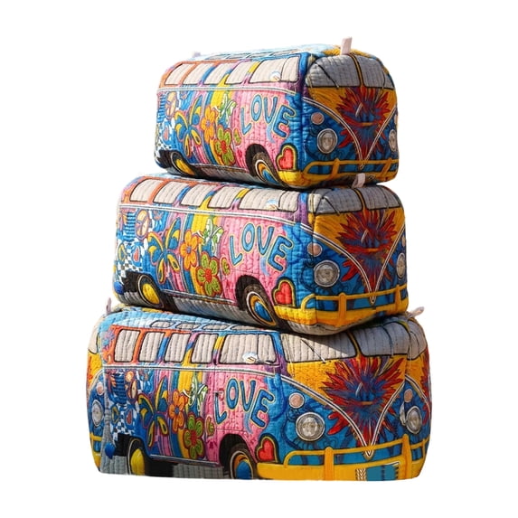 4PC A S Minibee Quilted Polyester Storage Pouch Multifunctional Makeup ...