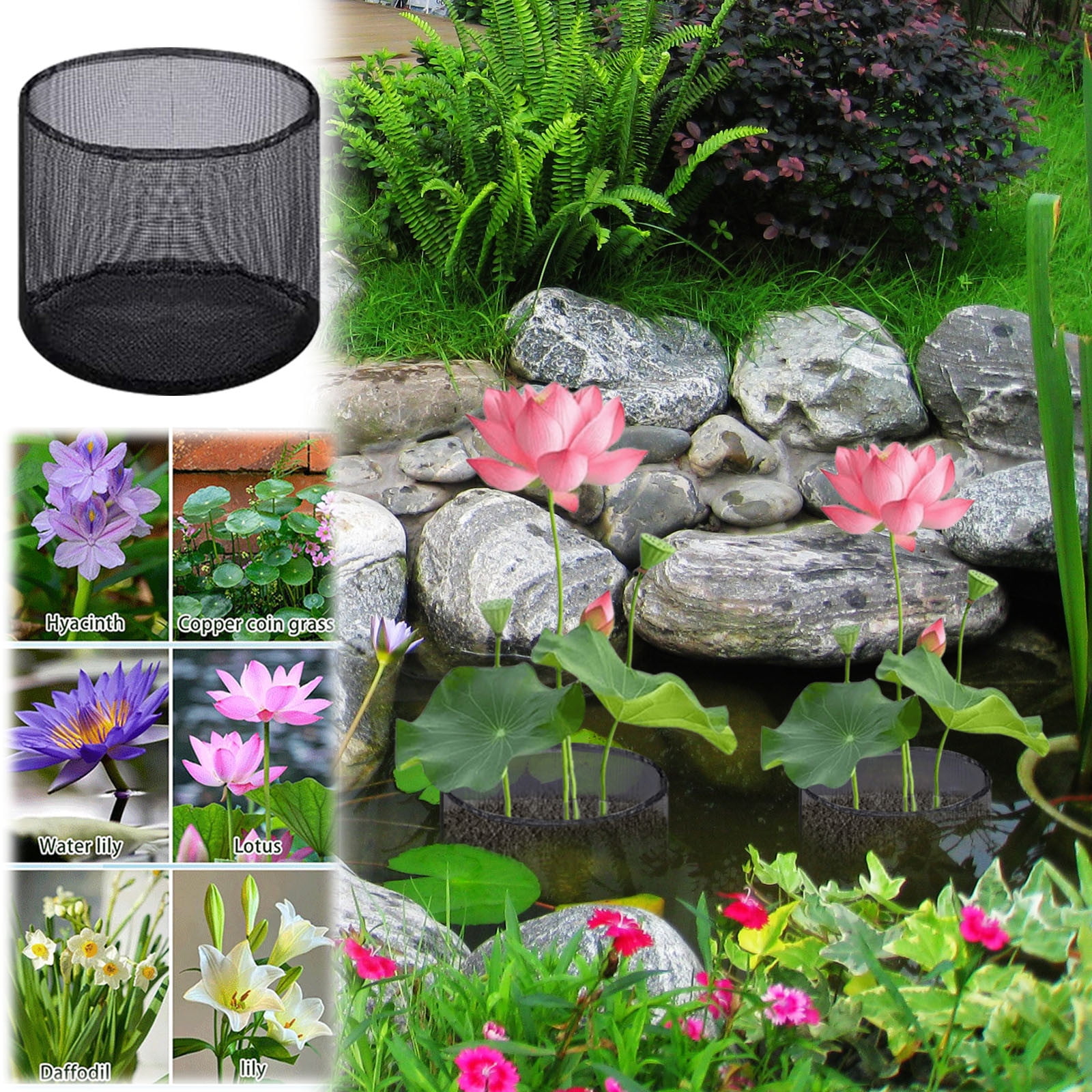 4PC Aquatic Plant Pots for Pond, 7.1*7.2 Inch Aquatic Pond Planting ...