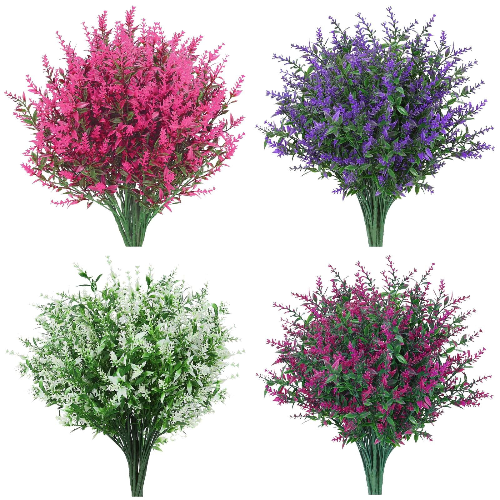 4PC Artificial Flowers Fake Outdoor Plants Faux Lavender Flower Plastic ...