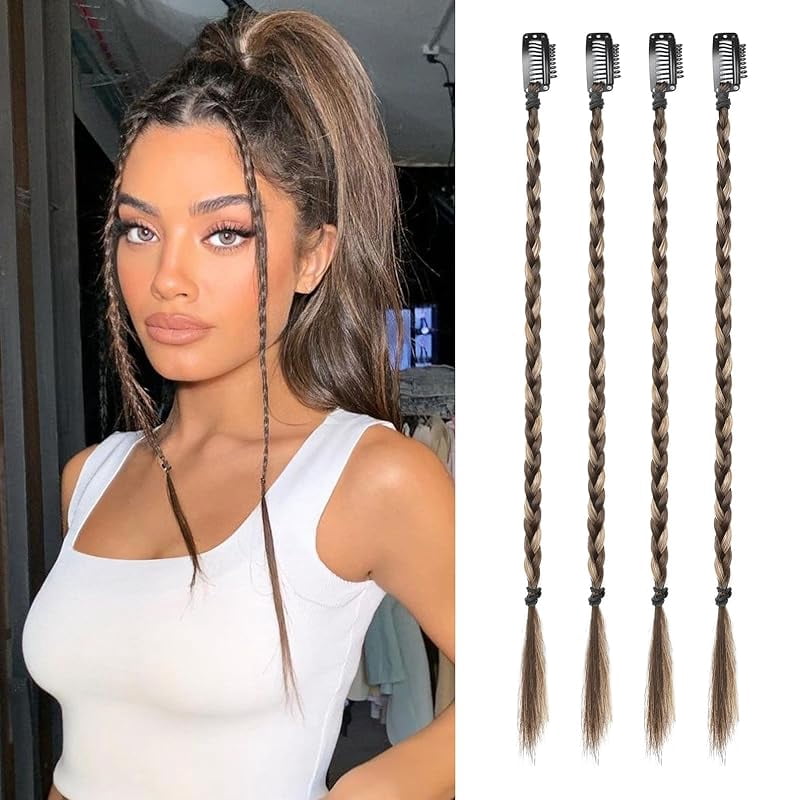 4PC Braid in Hair Extension 14 Inch Clip in Braid Extensions for Women ...