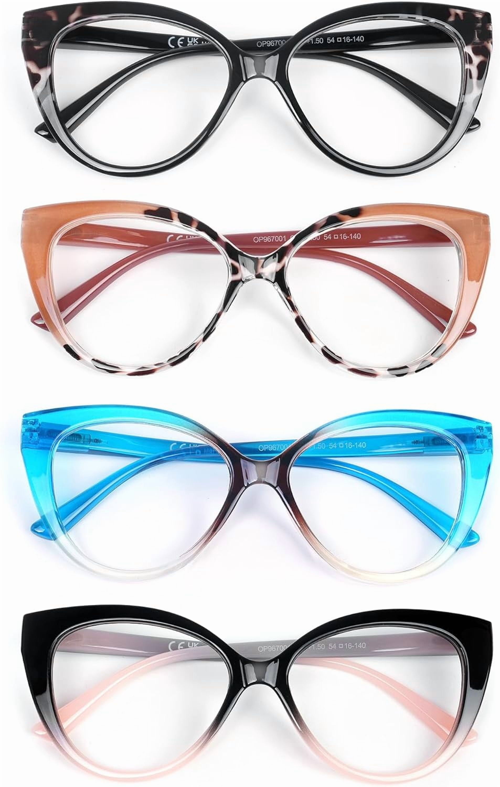 4PC Cat Eye Reading Glasses for Women,Blue Light Flexible Spring Hinges ...