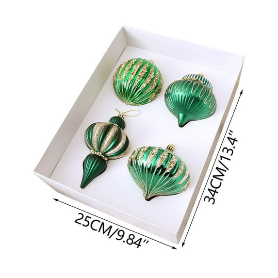 4PC Christmas Ball Ornaments Set | Assorted Shapes with Plated ...