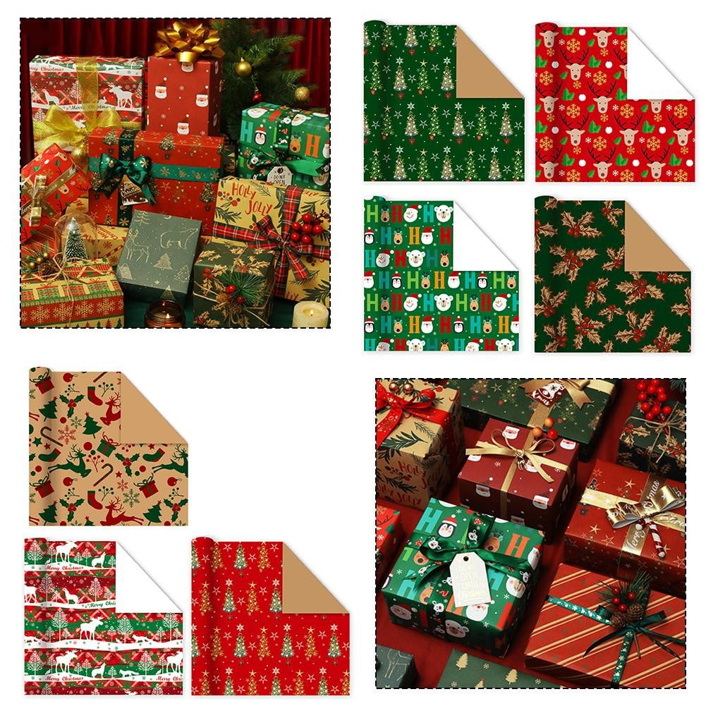 4PC Christmas Wrapping Paper Vintage Kraft Paper Bouquet Handmade Paper ...