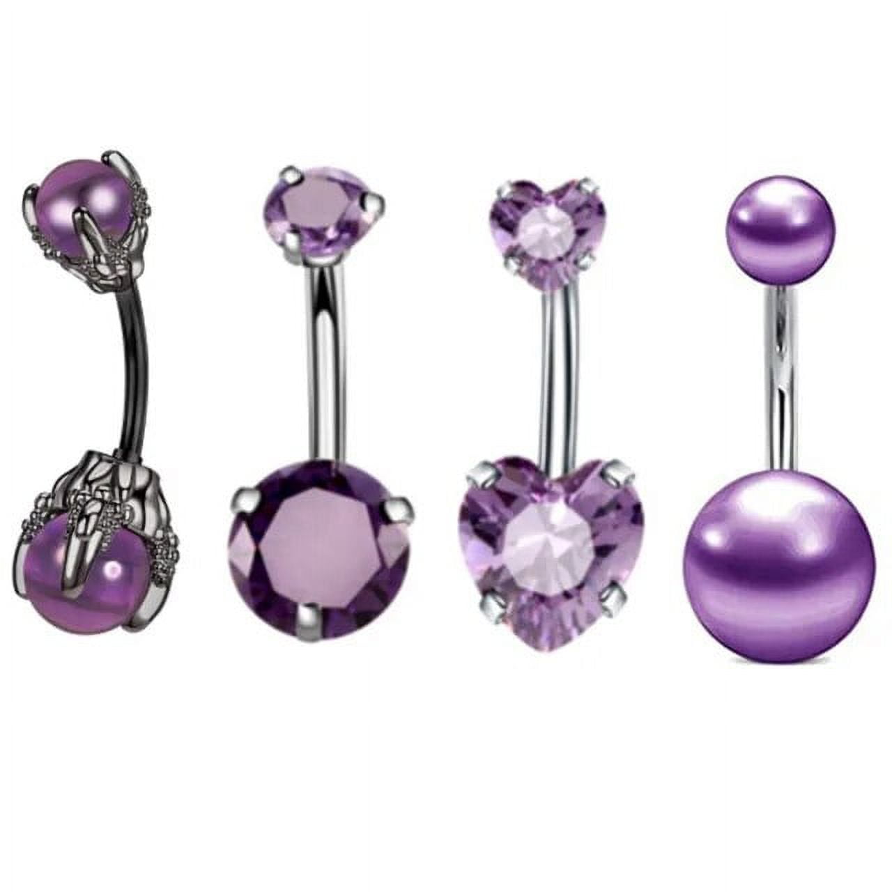 4PC Claw Belly Button Piercing Set Surgical Steel Crystal Belly ...