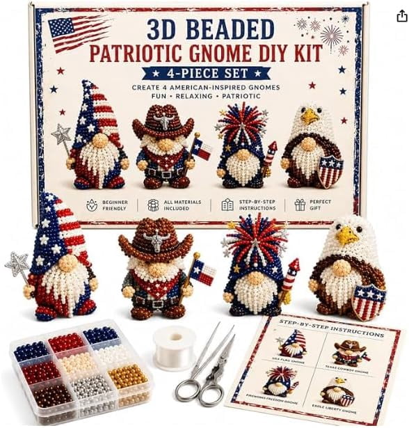 4PC DIY 3D Gnome Bead Art Starter Kit - Handmade Craft Activity with ...