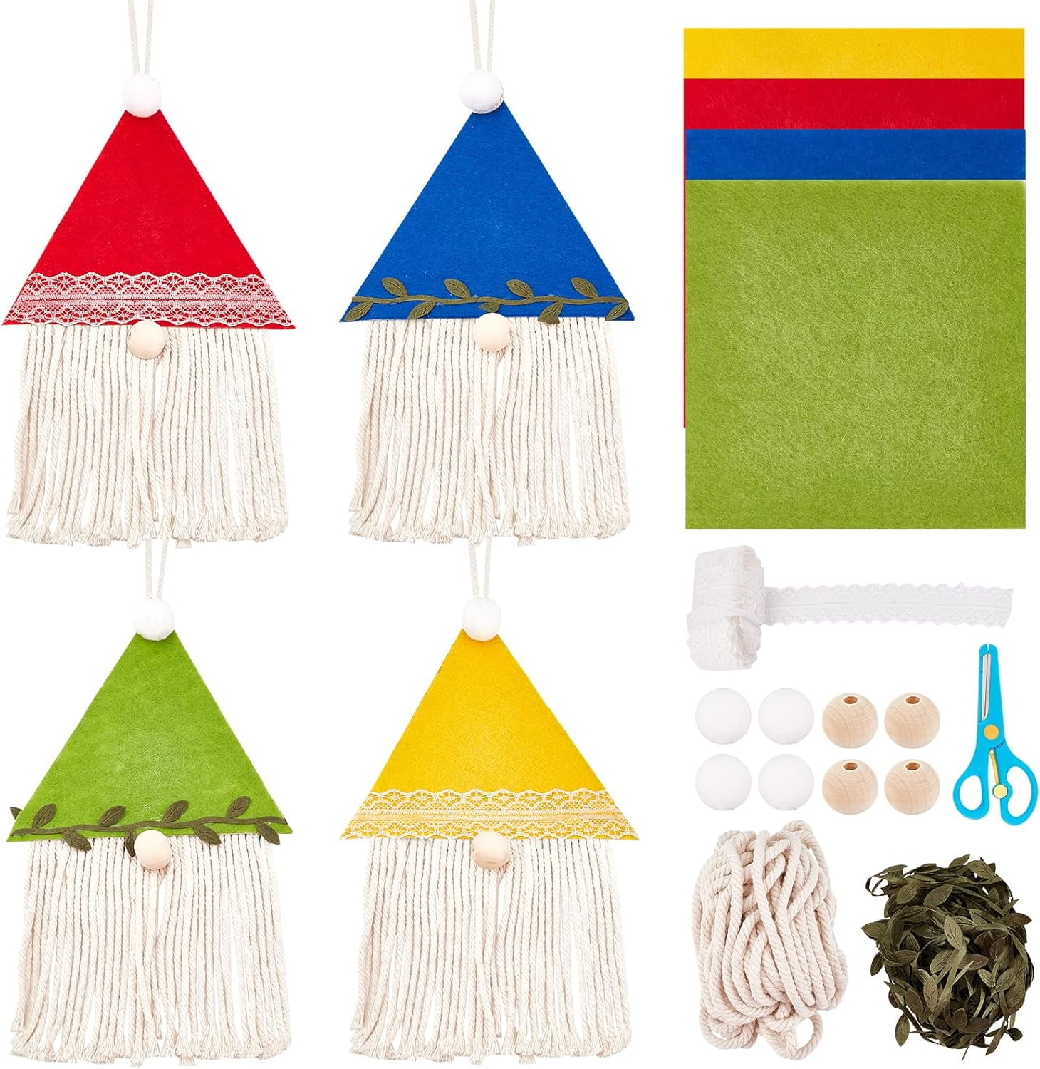 4PC DIY Christmas Gnome Felt Craft Kit Christmas Gnome Felt Ornaments ...