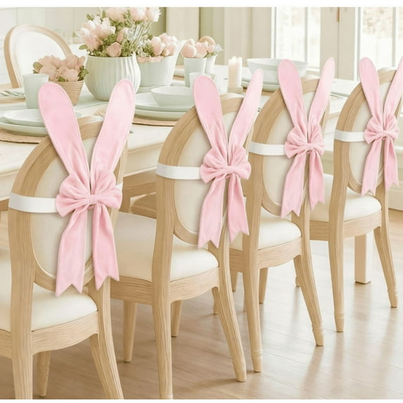 4PC Easter Bow Tie Rabbit Ears Chair Covers Set Chair Back Party ...