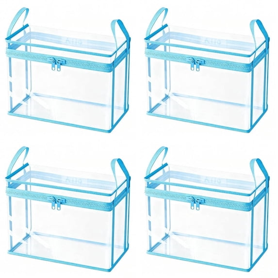 4PC Extra Large Clear Storage Bin with Zipper & Handles, Organizer for ...