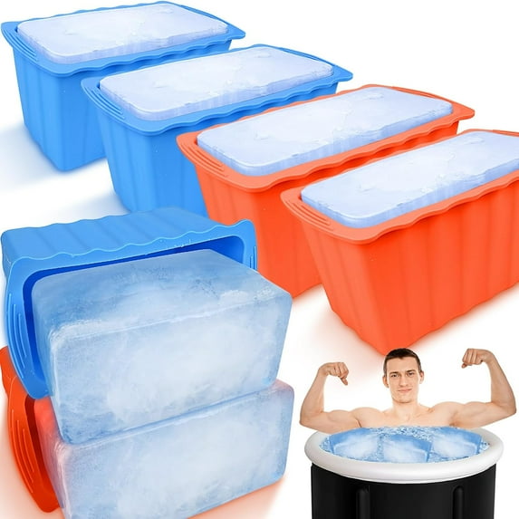 4PC Extra Large Ice Cube Molds Thicker Ice Bath Water Chiller Giant Ice ...