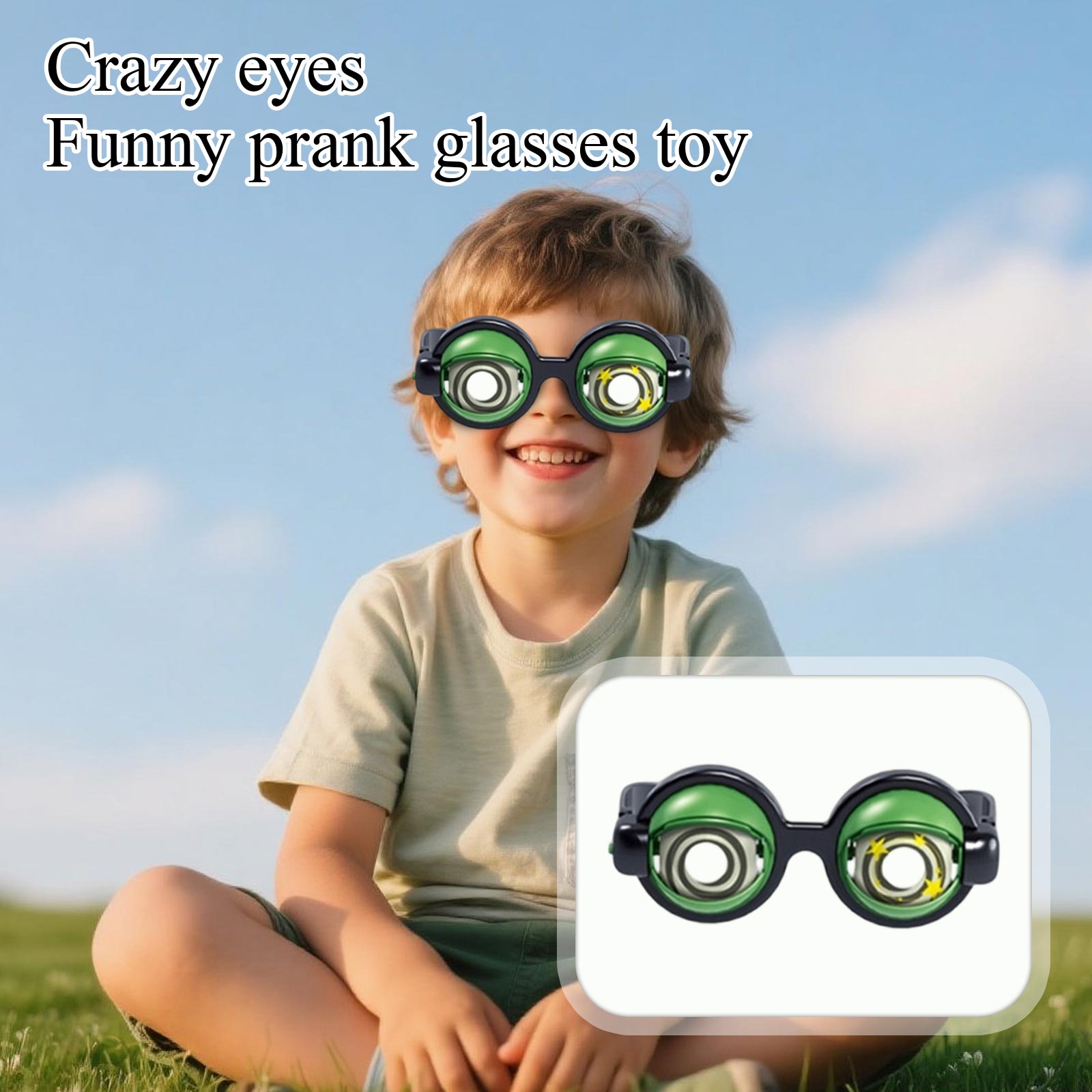 4PC Eye Glasses with Manual Blink Action, Kinetic Crazy Eyes Funny ...