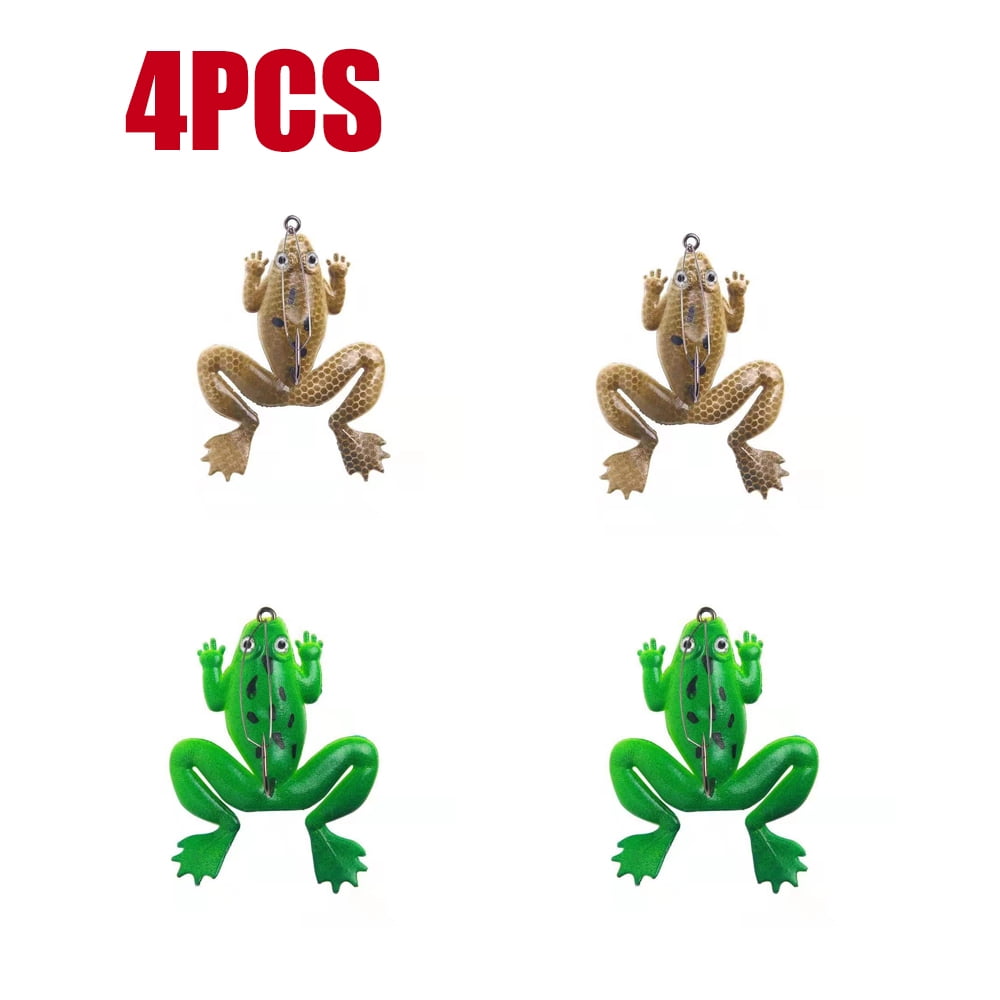 4PC Fishing Frog Rubber Bait Black Fish 5.2g. /6 cm Soft For Frogs With ...