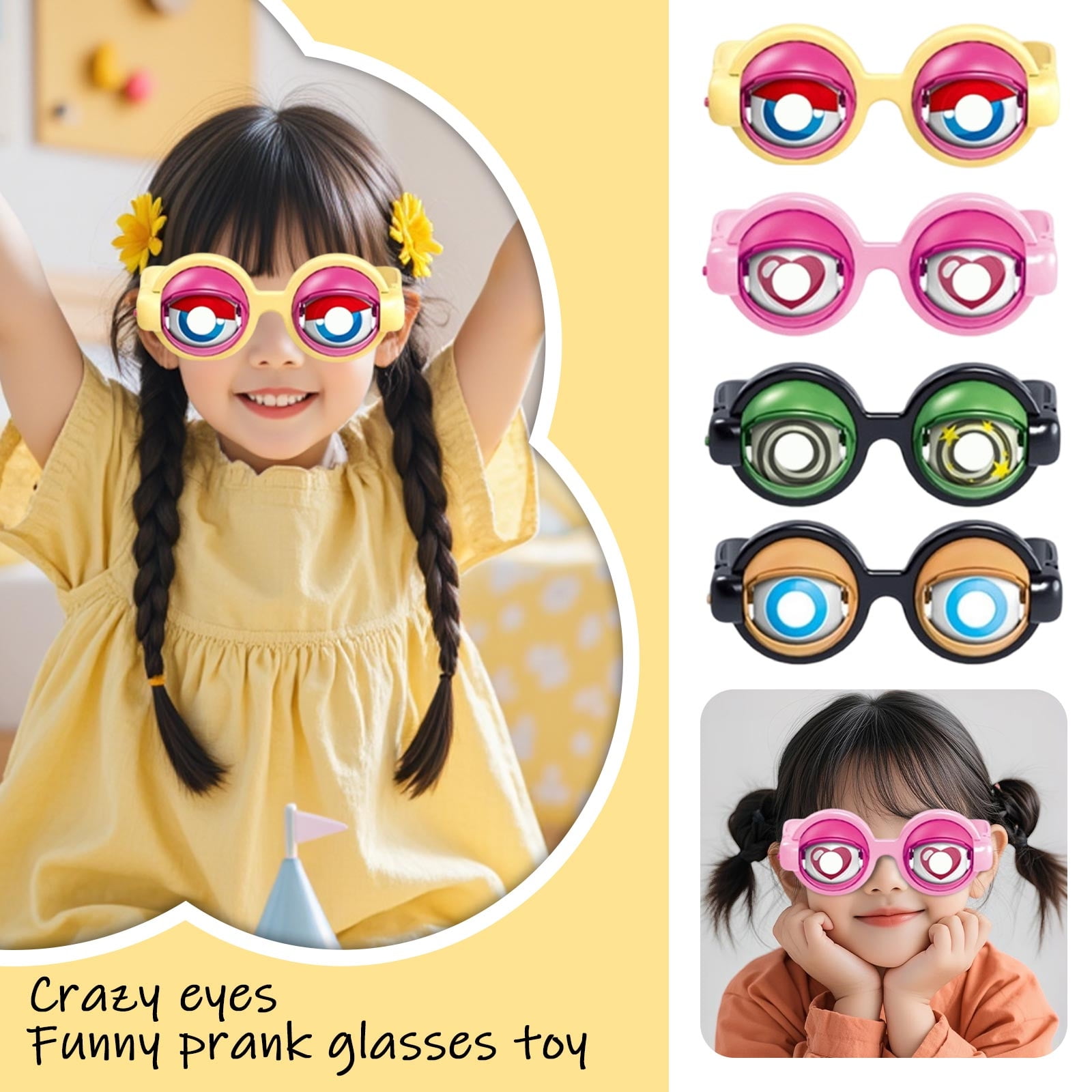 4PC Funny Glasses with Blinking and Winking Features, Crazy Eyes Weird ...