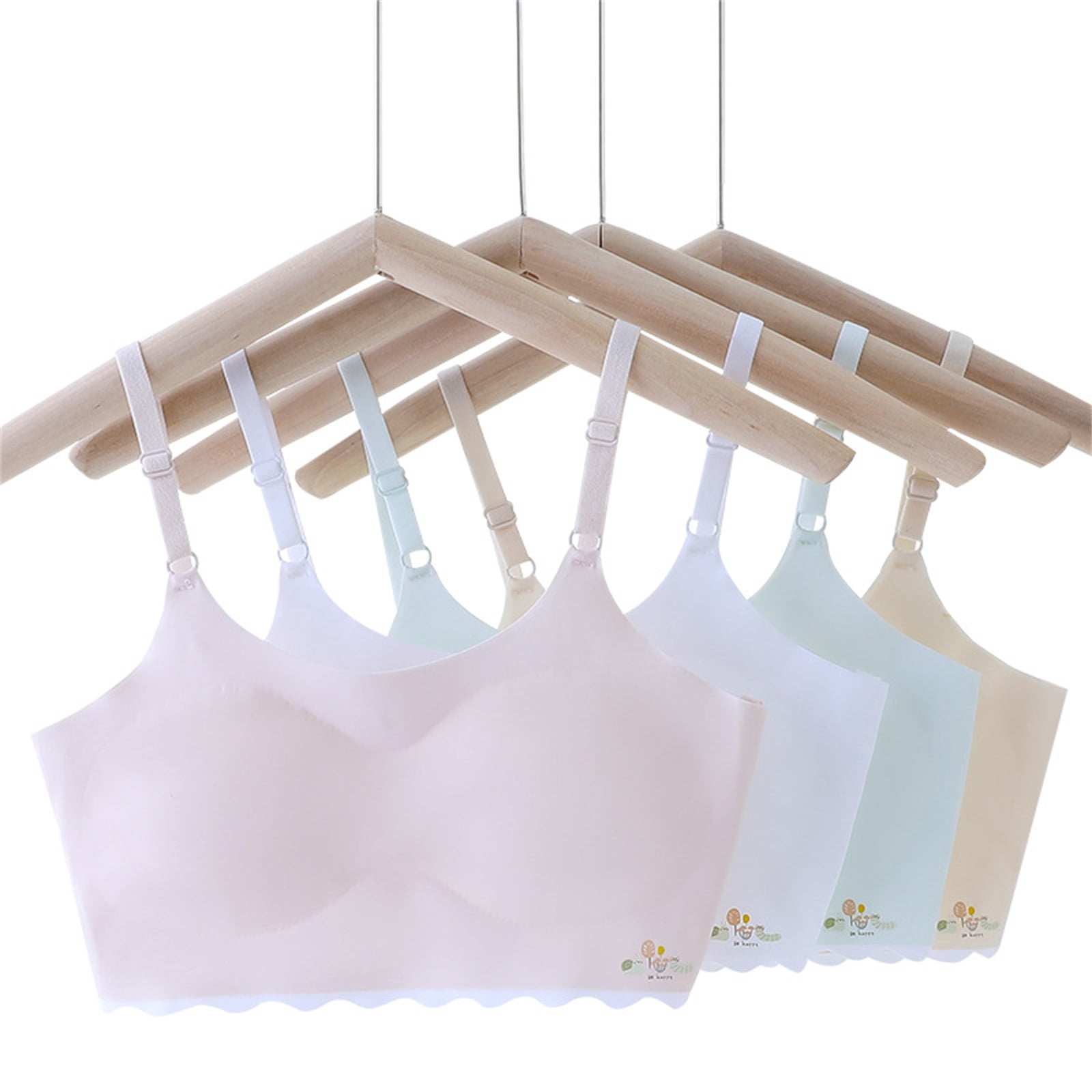 4PC Girls Bras Silky Cute Printed Padded Sports Bra Spaghtti Strap ...
