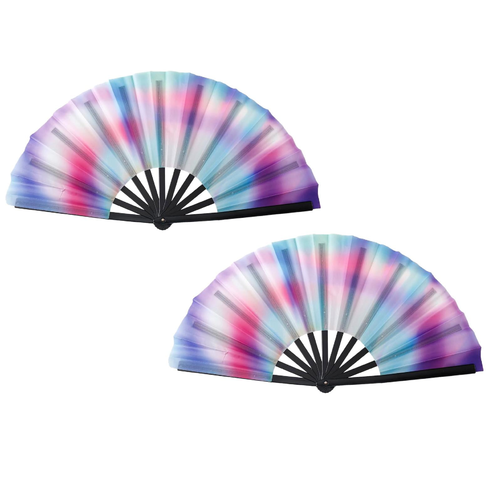 4PC Holographic Clack Hand Fans - Large 12" Iridescent Folding Rave ...