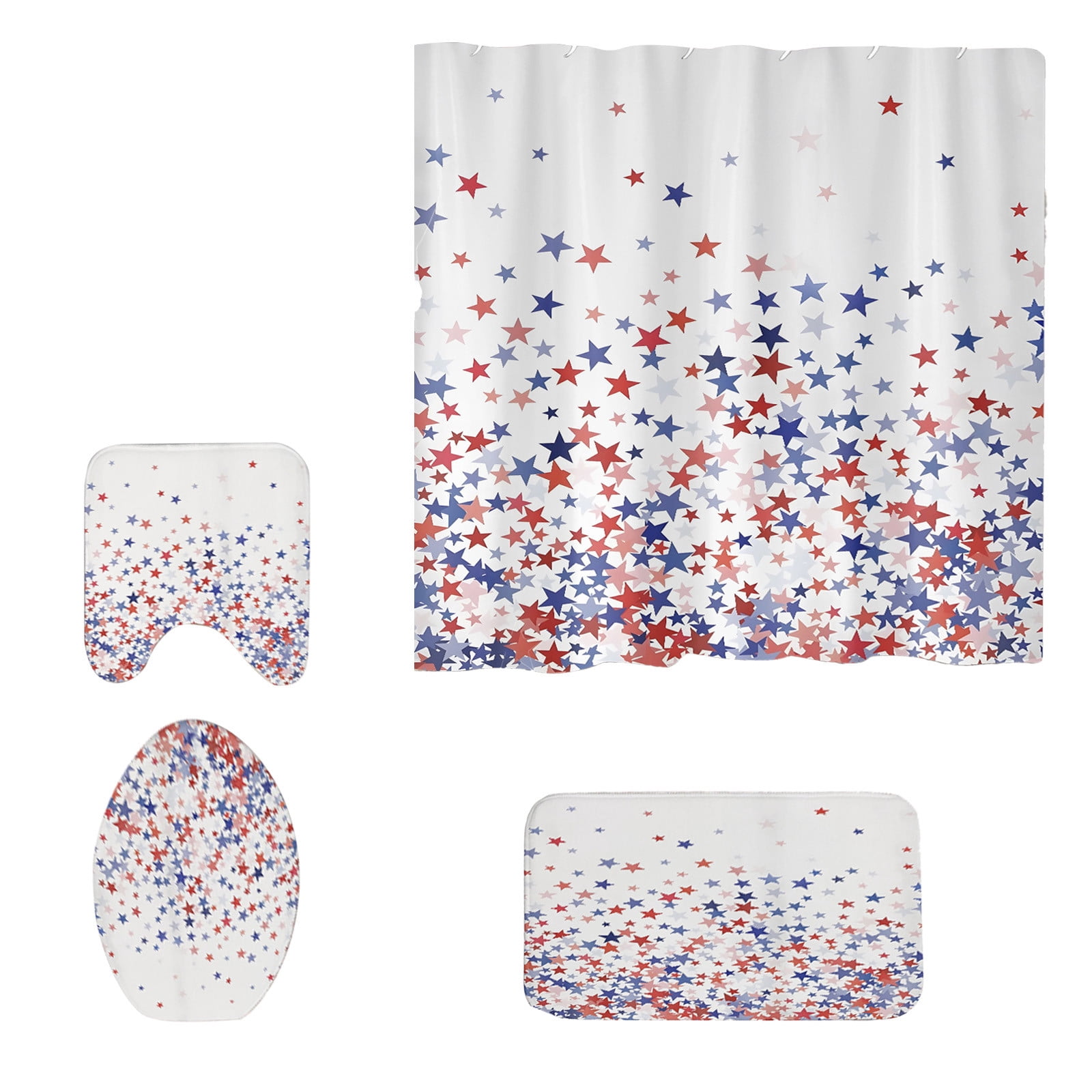 4PC Independence Day Themed Shower Curtain Home Bathroom Partition ...