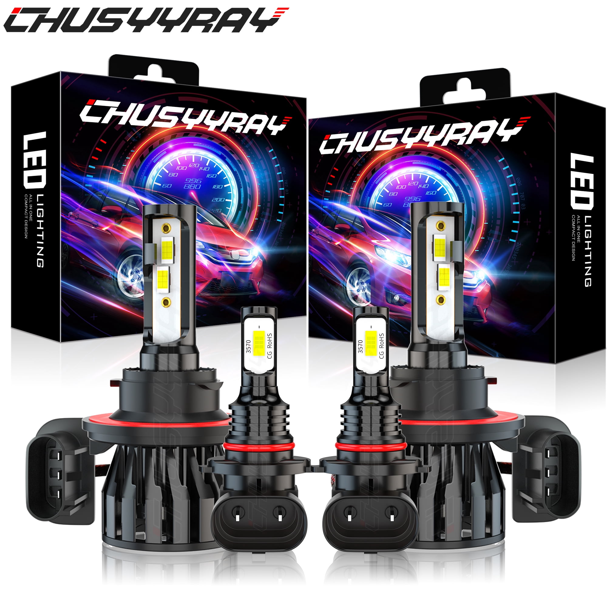 4PC LED Headlight H13/9008 Hi/Low Dual Beam 9145 Fog Bulbs Kit For 07 ...