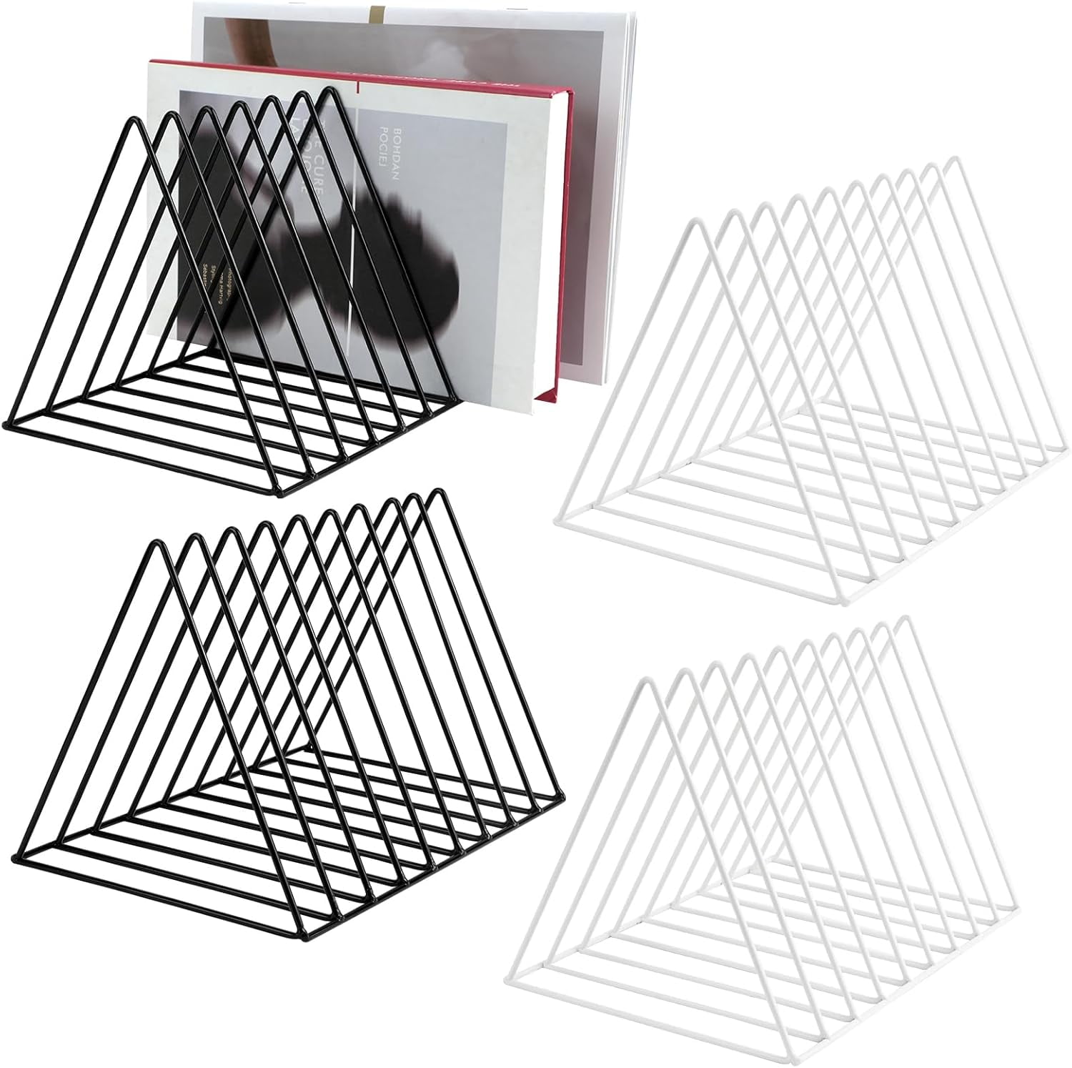 4PC Magazine Racks, 9 Slot Vinyl Record Holder Storage, Book Album ...