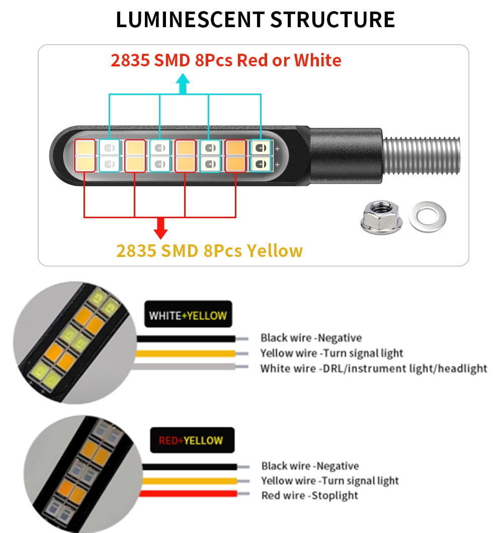 4PC Mini Motorcycle Turn Signals Light Universal Dynamic Flowing Moto ...