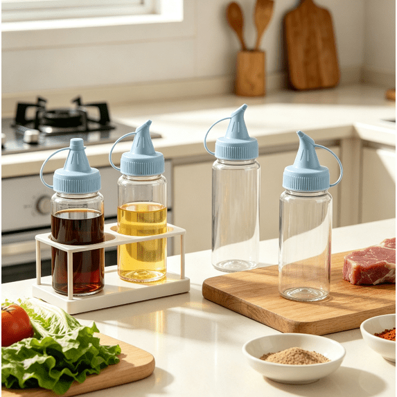 4PC Mini Squeeze Condiment Bottles Leak Proof Seasoning Storage Squeeze ...