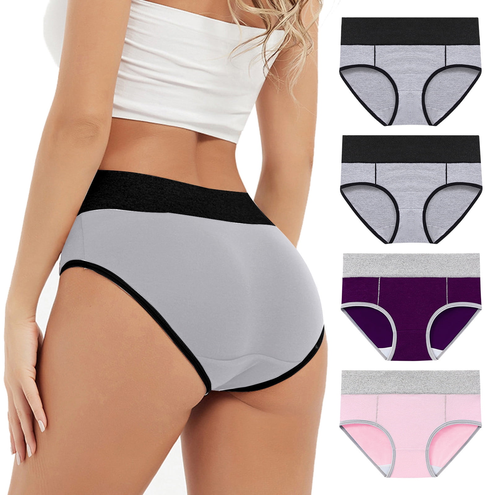 4pc Multipack Panties For Women Plus Size Pink Pull On High Cut Soft