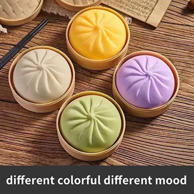 4PC Mystery Dumpling Squishy, High-Quality Silicone Stress Toys - Big ...
