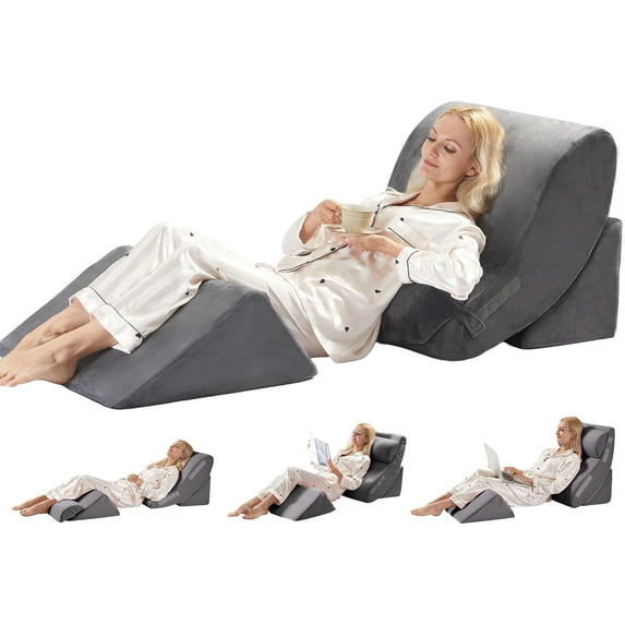 4PC Orthopedic Bed Wedge & BBL Surgery Pillow Set - Memory Foam Support ...
