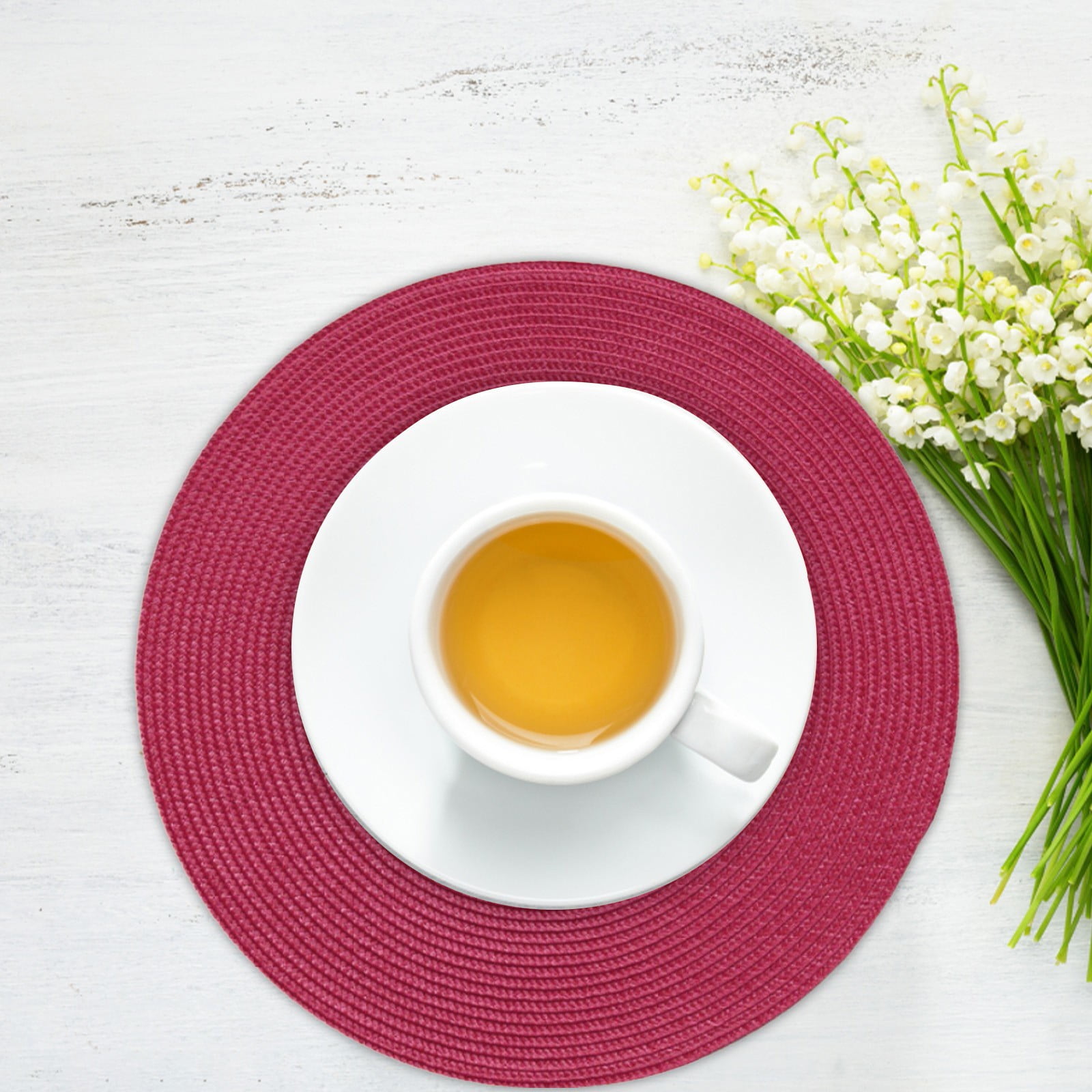 4PC Plate Mat Hand-Woven Placemats Potholders Table Anti-Slip Mats ...