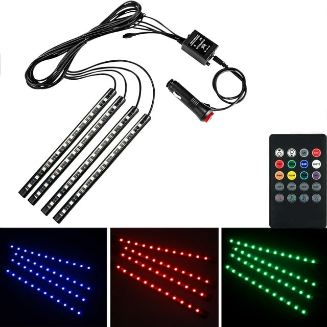 4PC RGB LED Car Neon Lights Chassis Atmosphere Lamp Kit For Honda ...