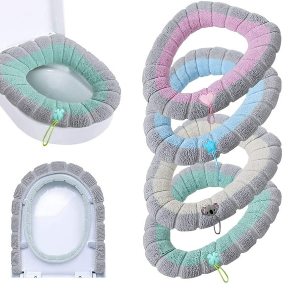 4PC Soft Toilet Seat Cover Pads, Stretchable Washable Toilet Seat ...