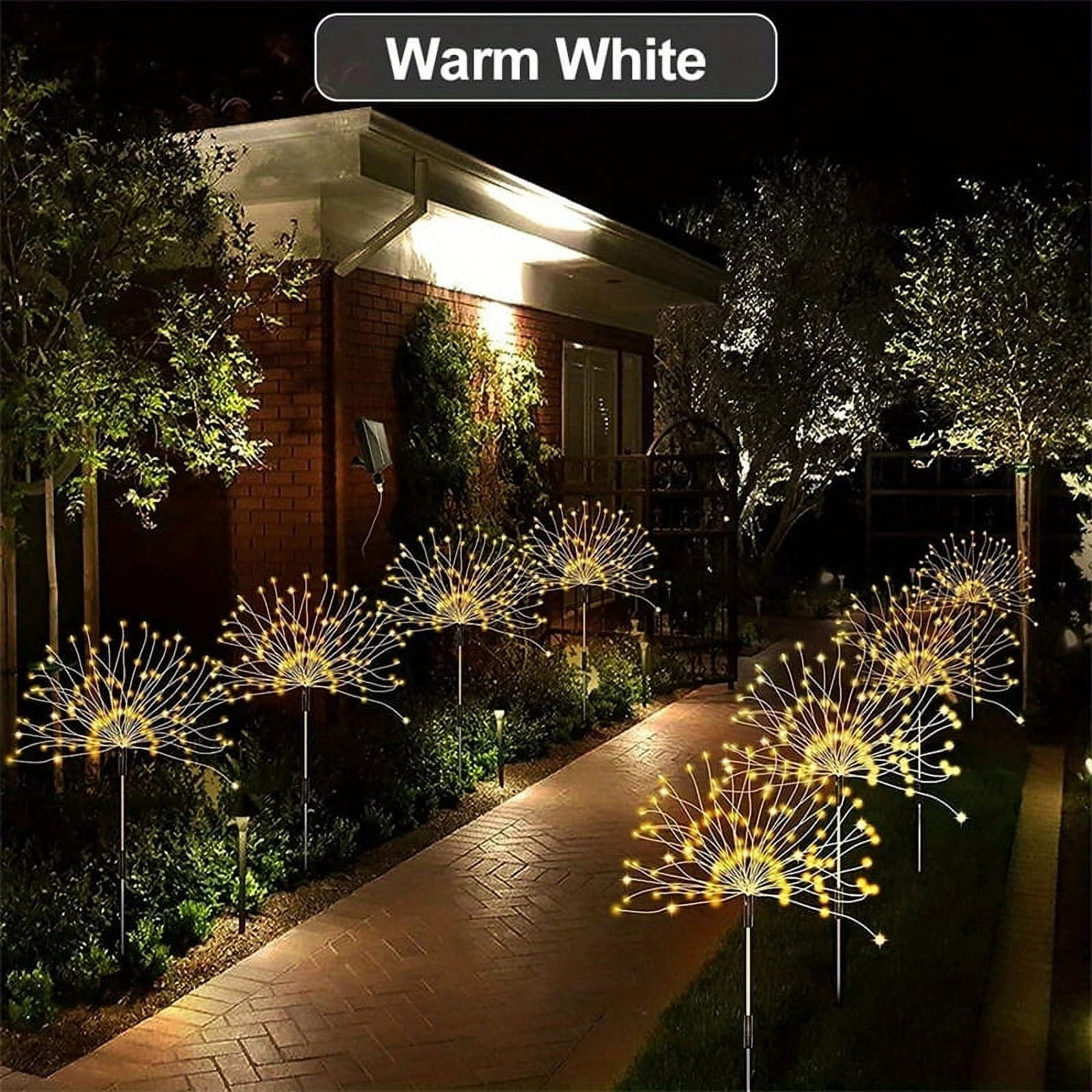 4PC Solar Fireworks Lights, IP65 Waterproof, 8 Adjustable Lighting ...