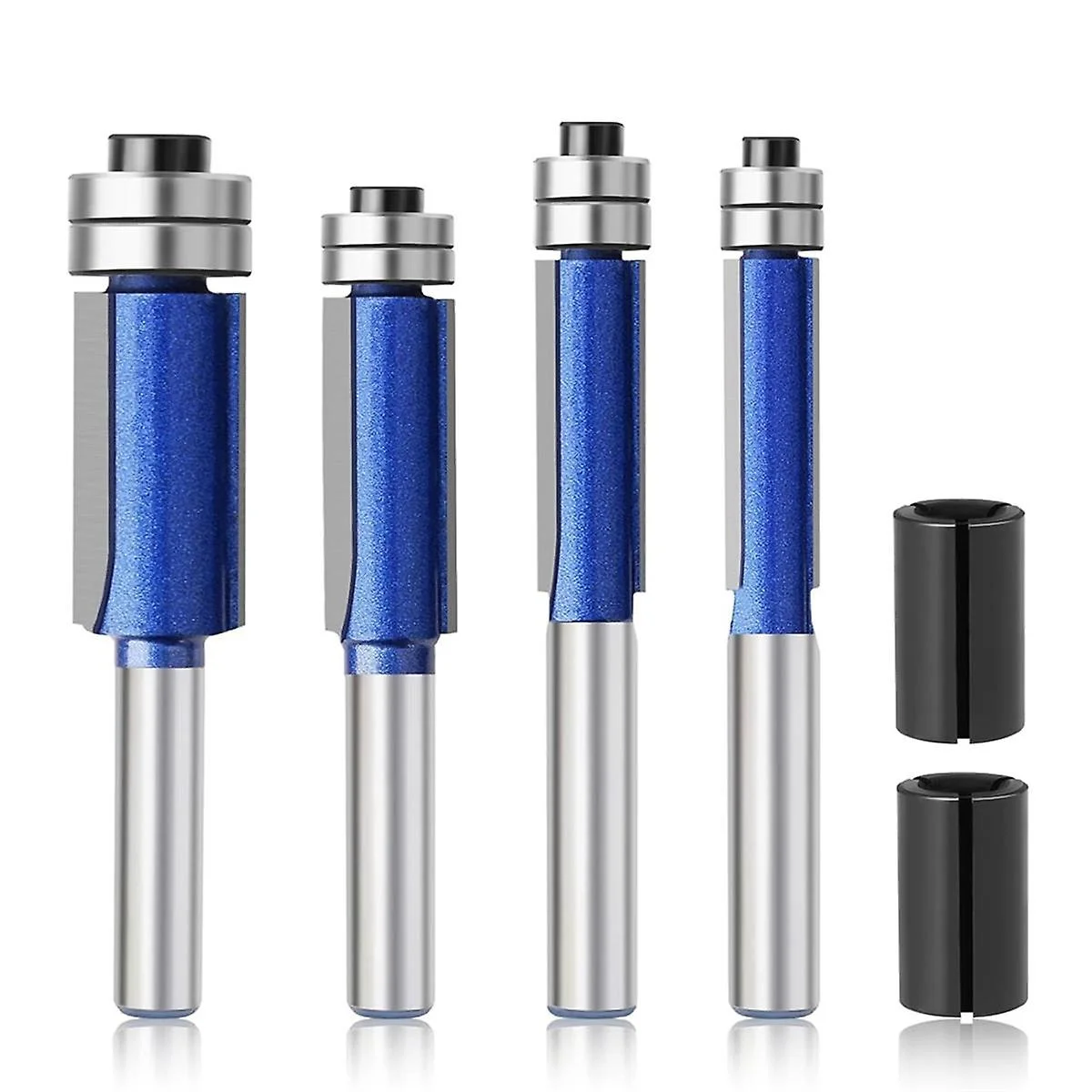 4PC Straight Router Bits1/4 Inch Shank,Bottom Top Bearing Flush Trim ...