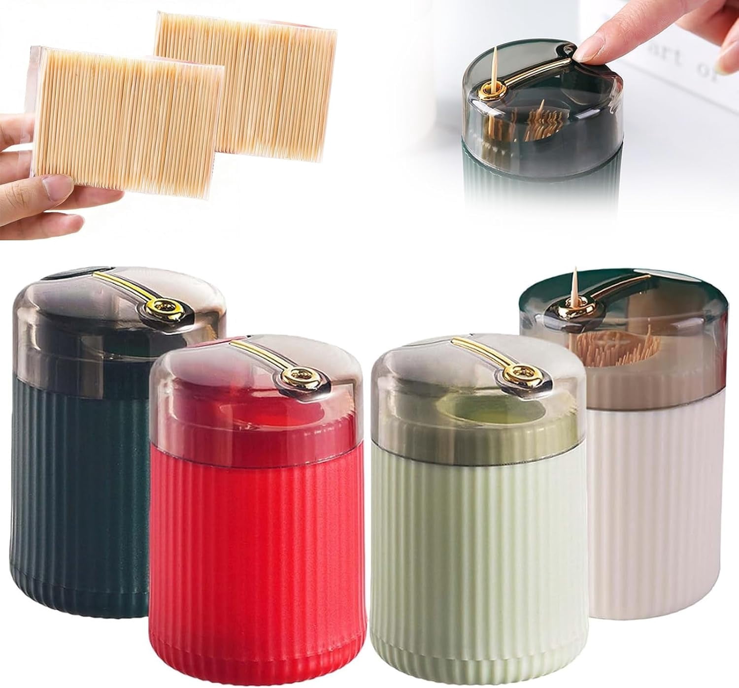 4PC Toothpick Holder,Automatic Toothpick Dispenser Holder with ...