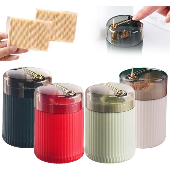 4PC Toothpick Holder,Automatic Toothpick Dispenser Holder with ...