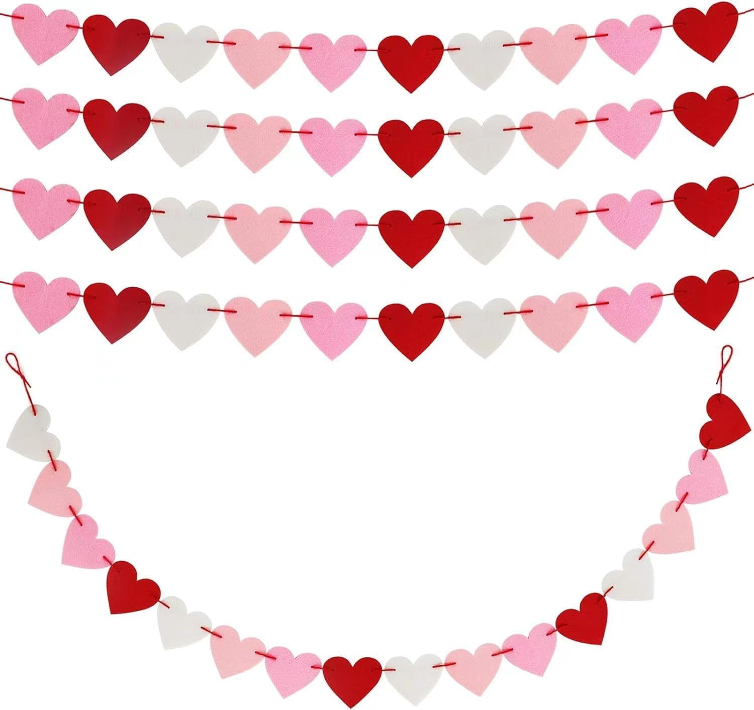4PC Valentines Day Banner , Valentines Day Decor for Home, Heart Shaped ...