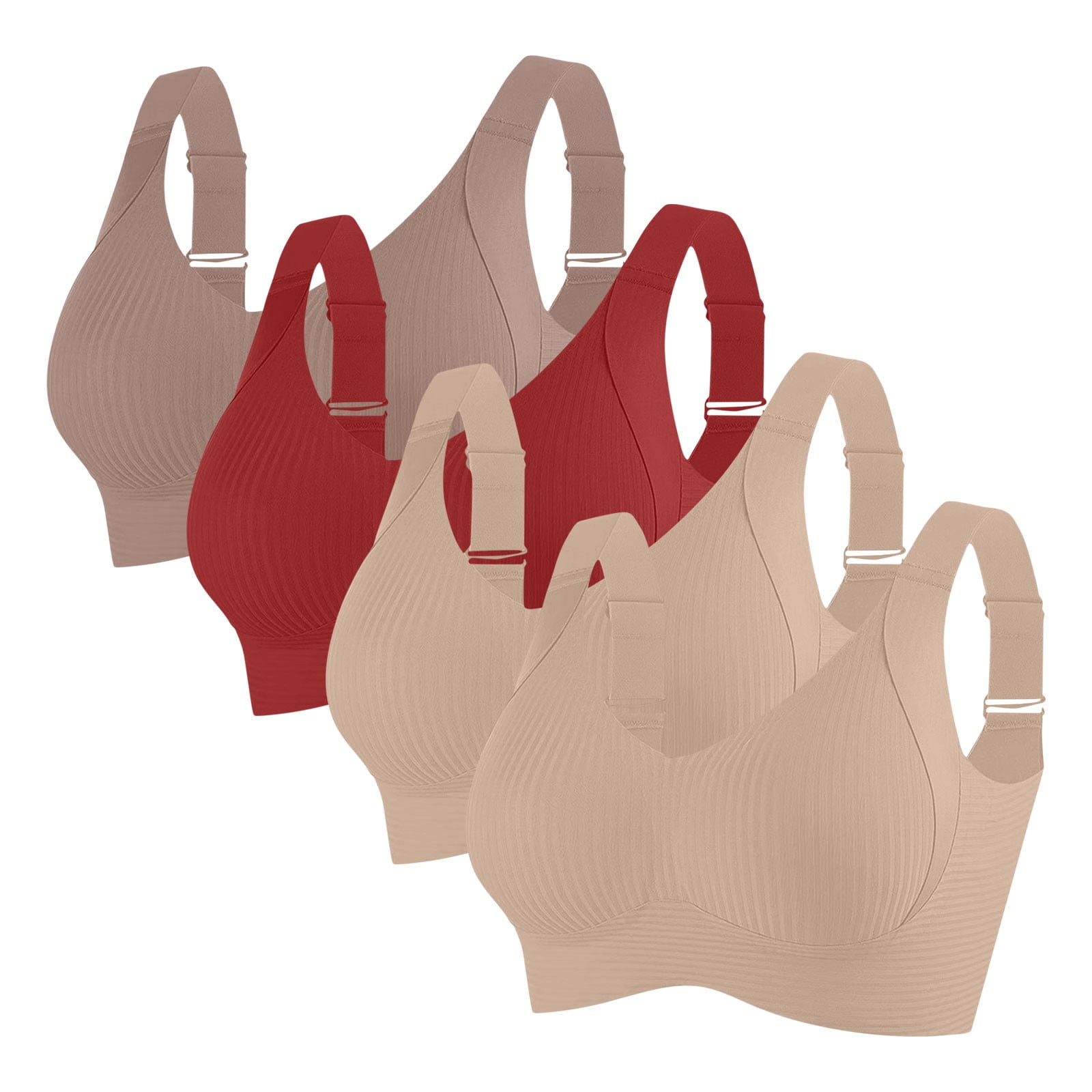 4PC Women's Anti-Sagging Wireless Bra - Invisible Lift Full Coverage ...