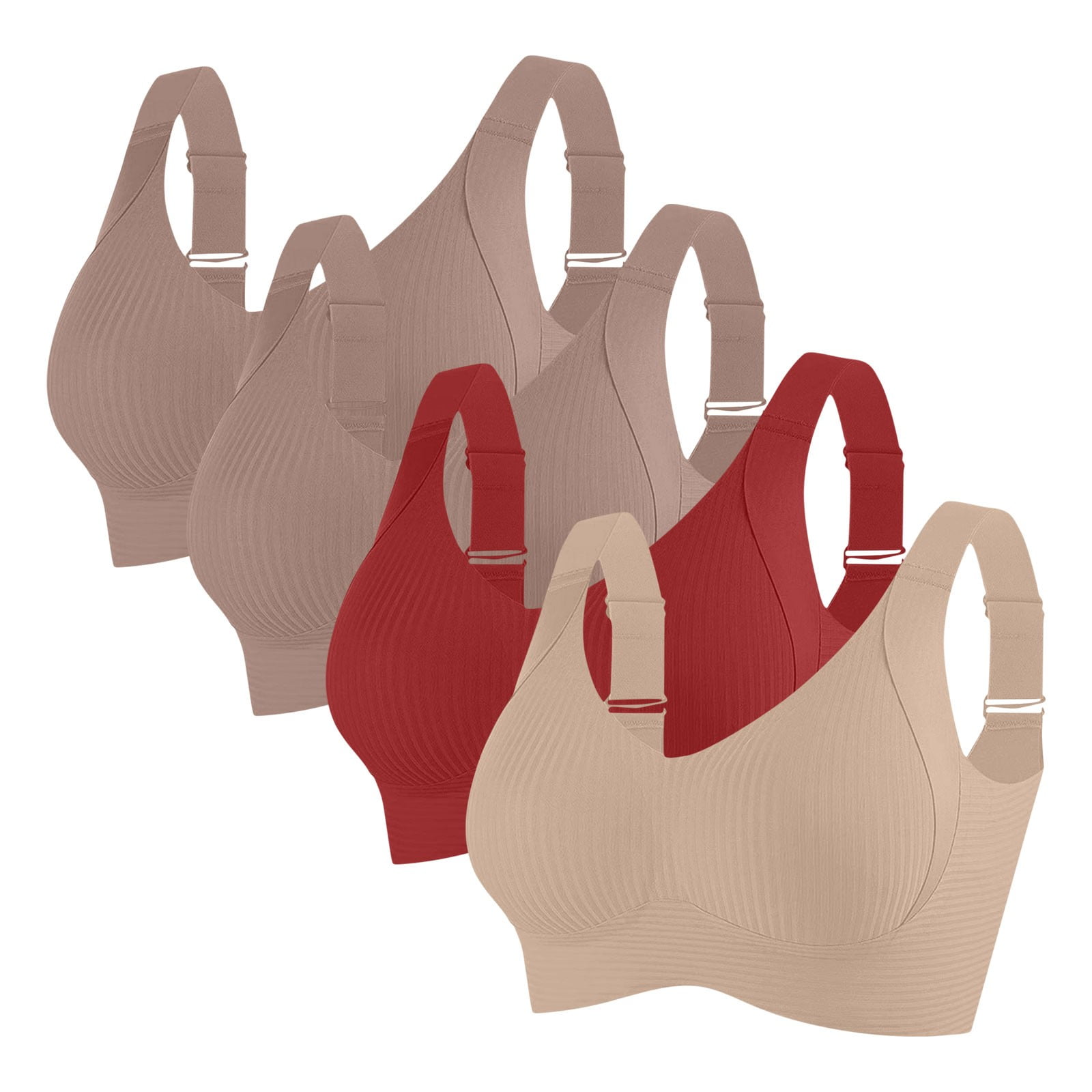 4PC Women's Anti-Sagging Wireless Bra - Invisible Lift Full Coverage ...