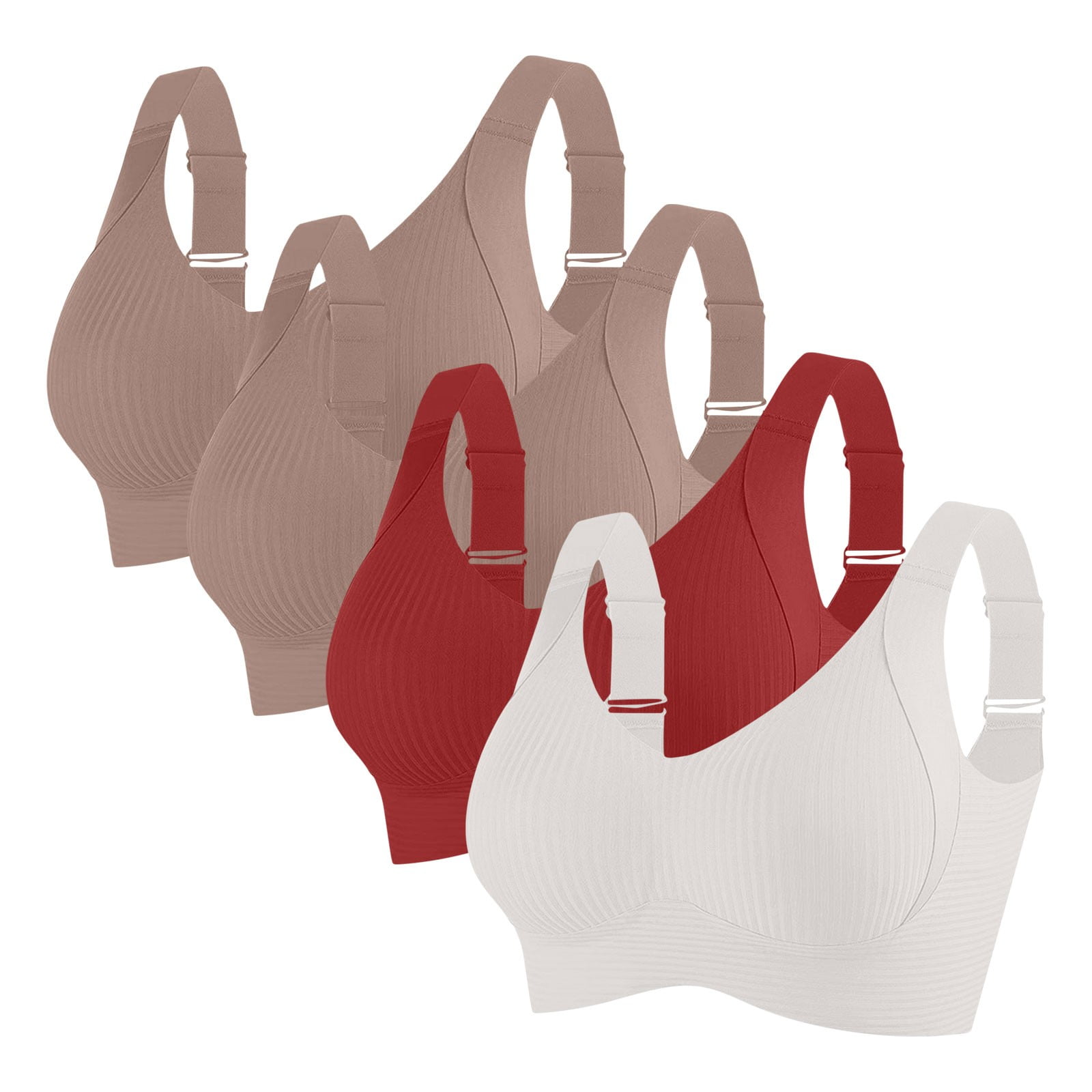 4PC Women's Anti-Sagging Wireless Bra - Invisible Lift Full Coverage ...